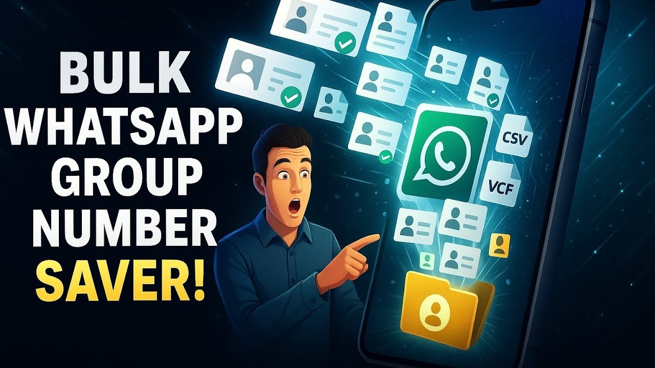 Bulk WhatsApp Group Number Saver | One Click Solution - YouTube