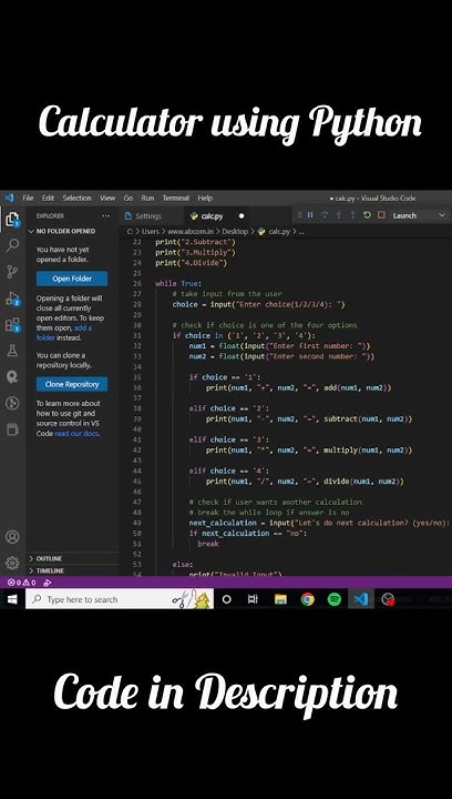 Create Calculator Using Pythonmini Codes Shorts Short Python Youtube 8797