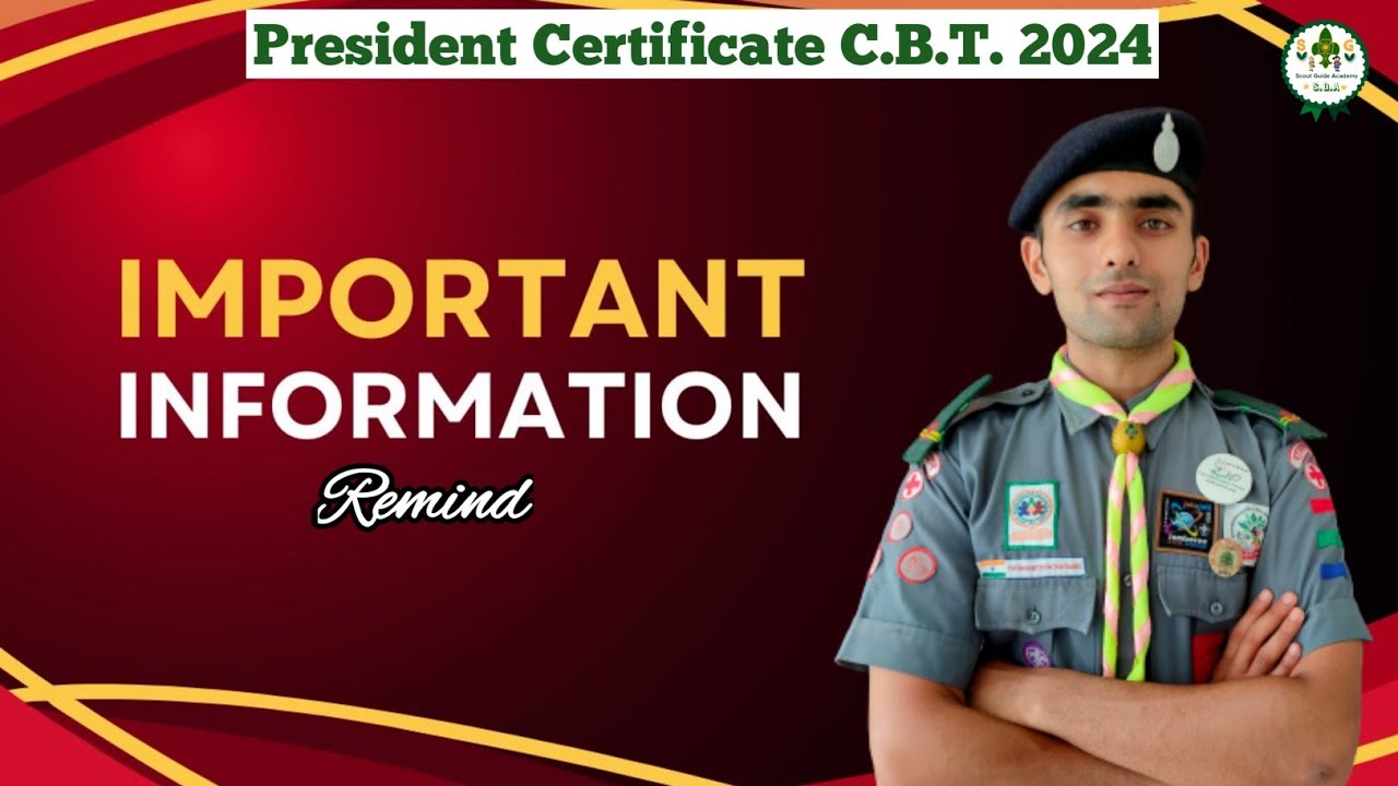 What To Carry | Information | President Certificate C.B.T. 2024 | Scout ...