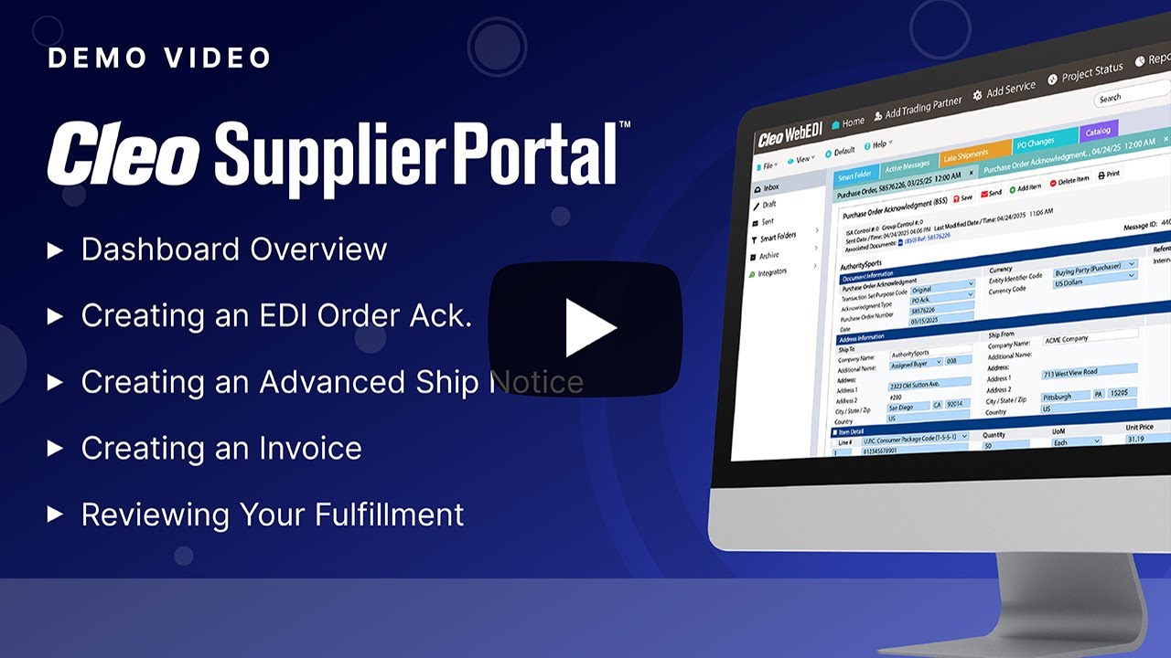 Cleo Supplier Portal Demo | Web EDI for Your Non-EDI Suppliers - YouTube