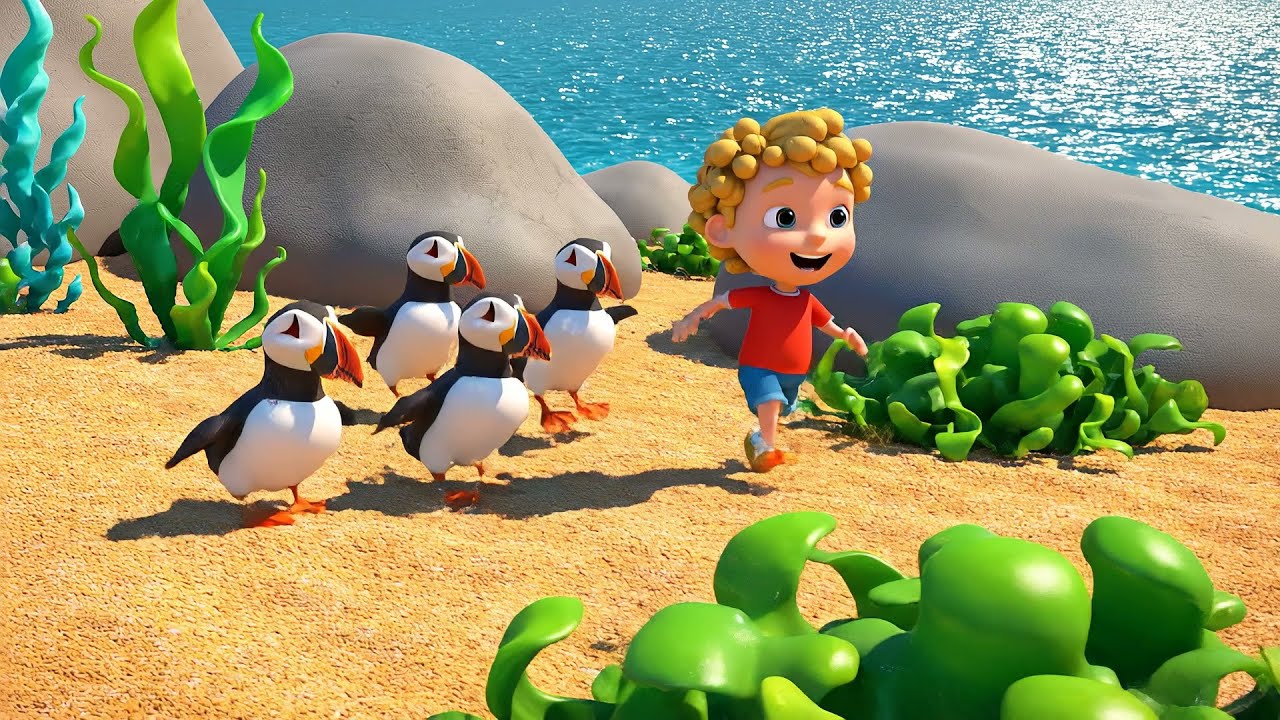 Four Little Puffins Hop Hop Hop | Nursery Rhymes for Kids & Baby Songs ...