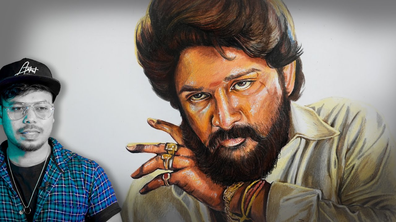 Allu Arjun Colour Pencil Drawing Tutorial #Pushpa | Artist Sachin - YouTube