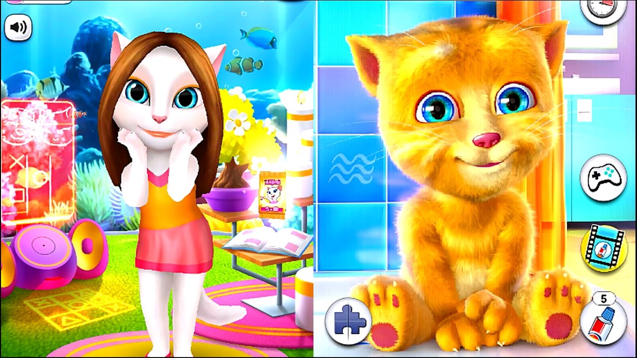 My Talking Angela Vs Talking Ginger Gameplay Great Makeover for kids ...