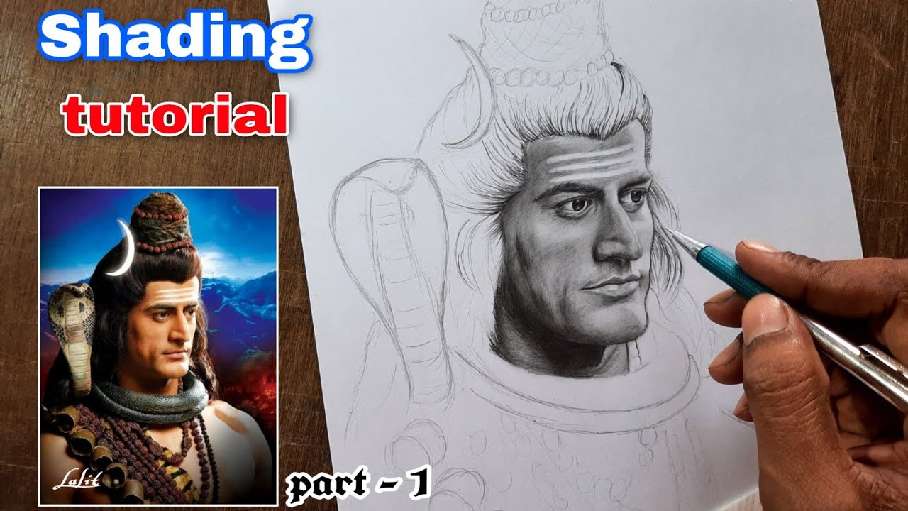 Lord Shiva Drawing (shading tutorial) part-1 (eyes,nose & lips ...