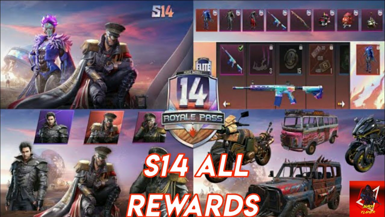 S14 ROYALE PASS 1 TO 100 REWARDS || S14 ALL UPCOMING SKINS,OUTFITS,GUN ...