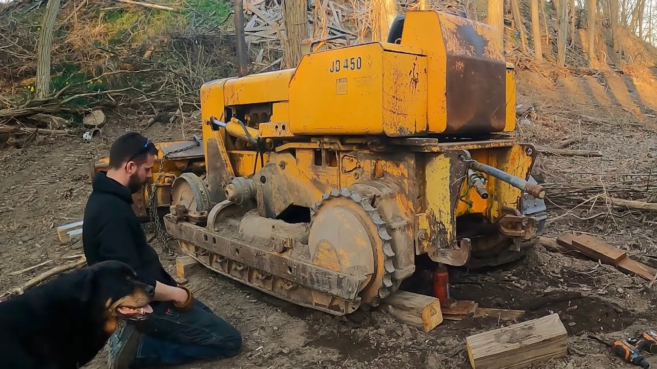 Fixing a John Deere 450 track and building a crane - YouTube