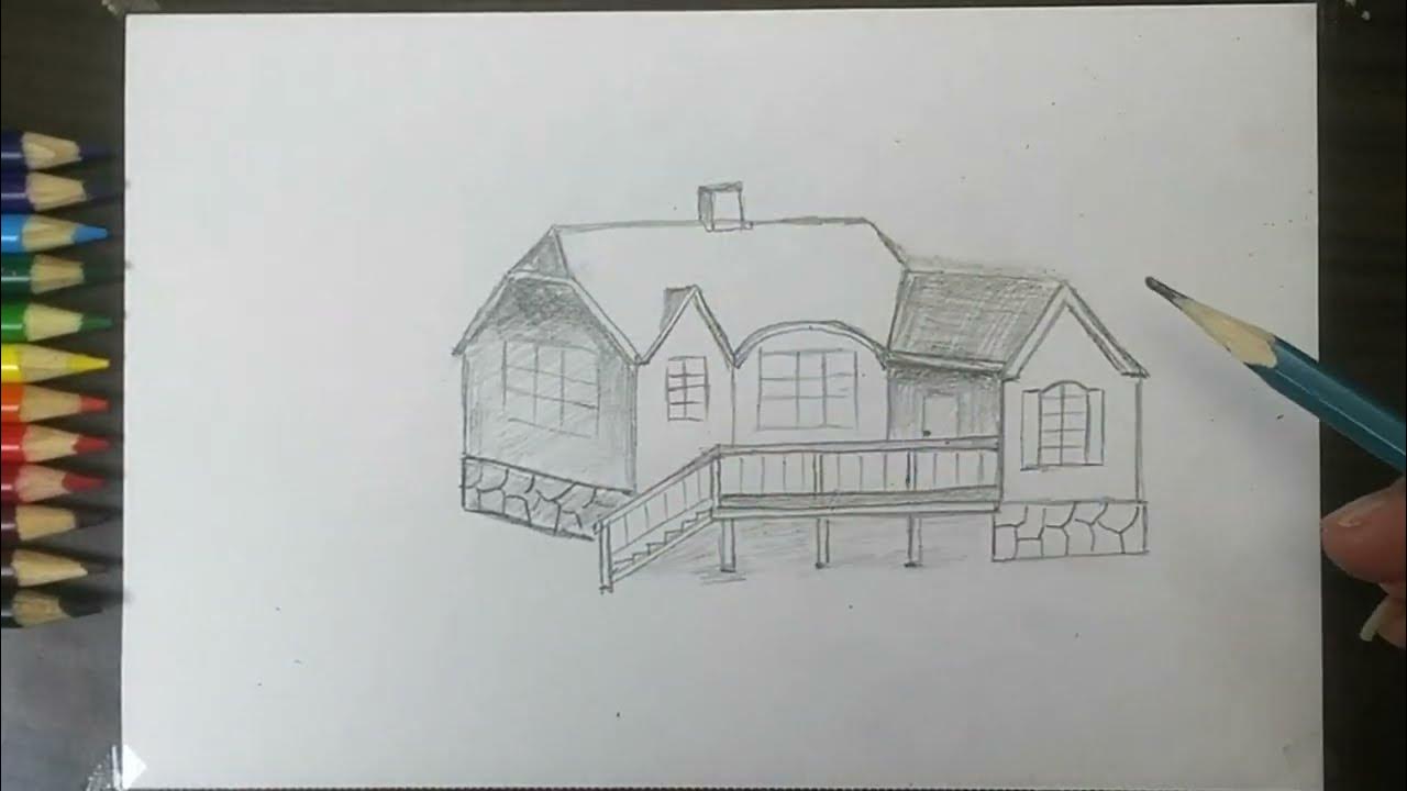 Drawing house step by step for beginners - YouTube
