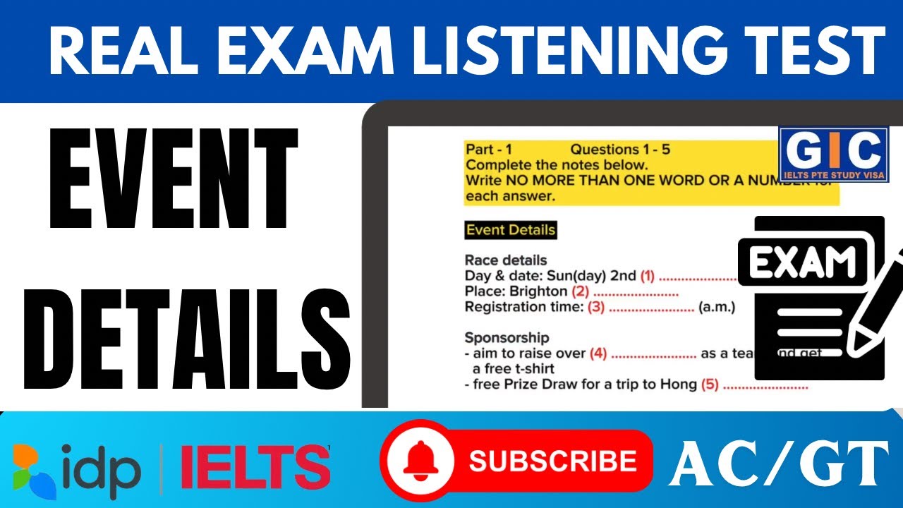 IELTS Listening Practice Test 2025 | EVENT DETAILS | IDP/BC | AC/GT # ...