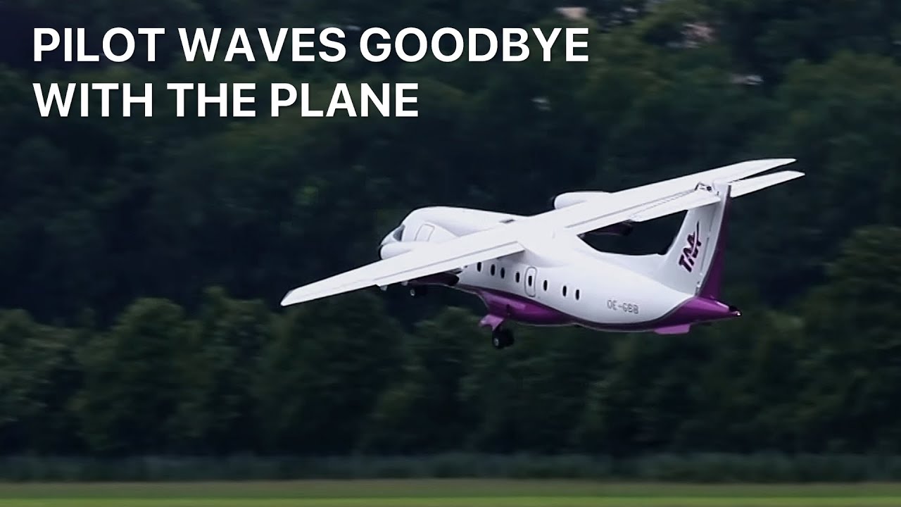 PILOT WAVES GOODBYE WITH THE PLANE (DORNIER 328) - YouTube