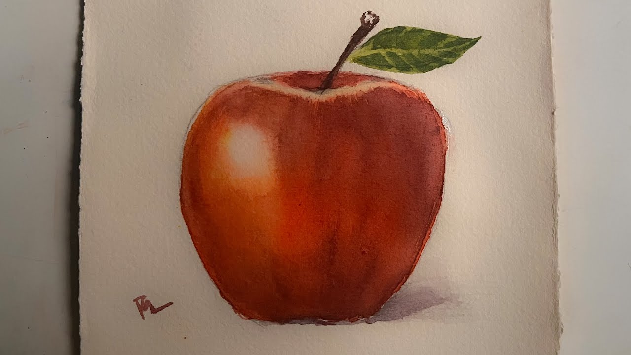 How To Paint Realistic Watercolor Apple With Just Three Colors ...
