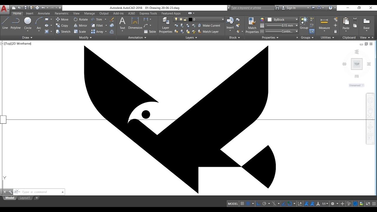 Learning Auto CAD 2D Drawing Tutorial Bird for Beginners part16 - YouTube
