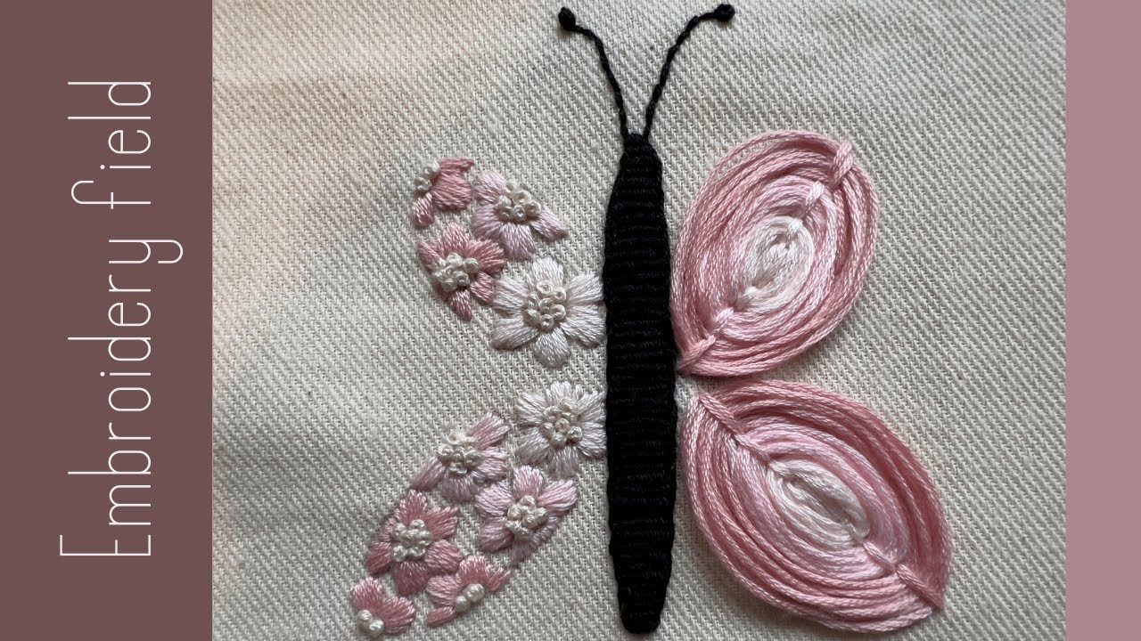 Simple butterfly hand embroidery design with pins - YouTube