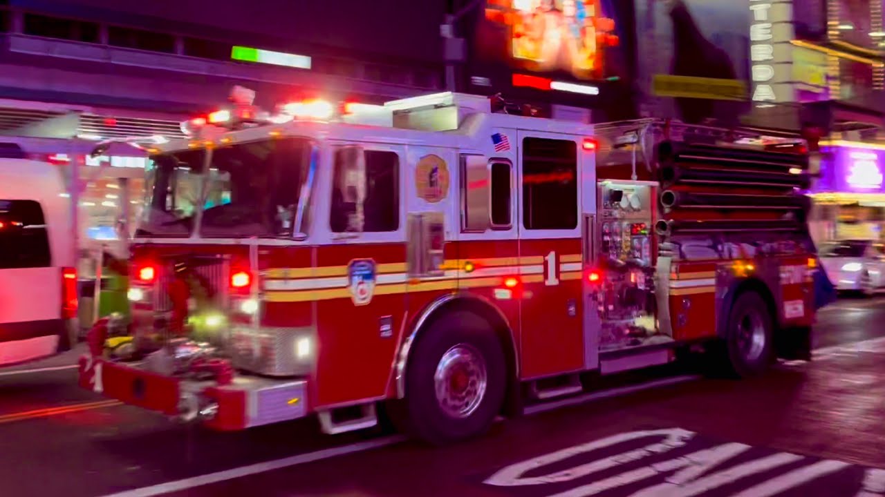 FDNY Engine 1 & EMS Conditions Unit Responding - YouTube