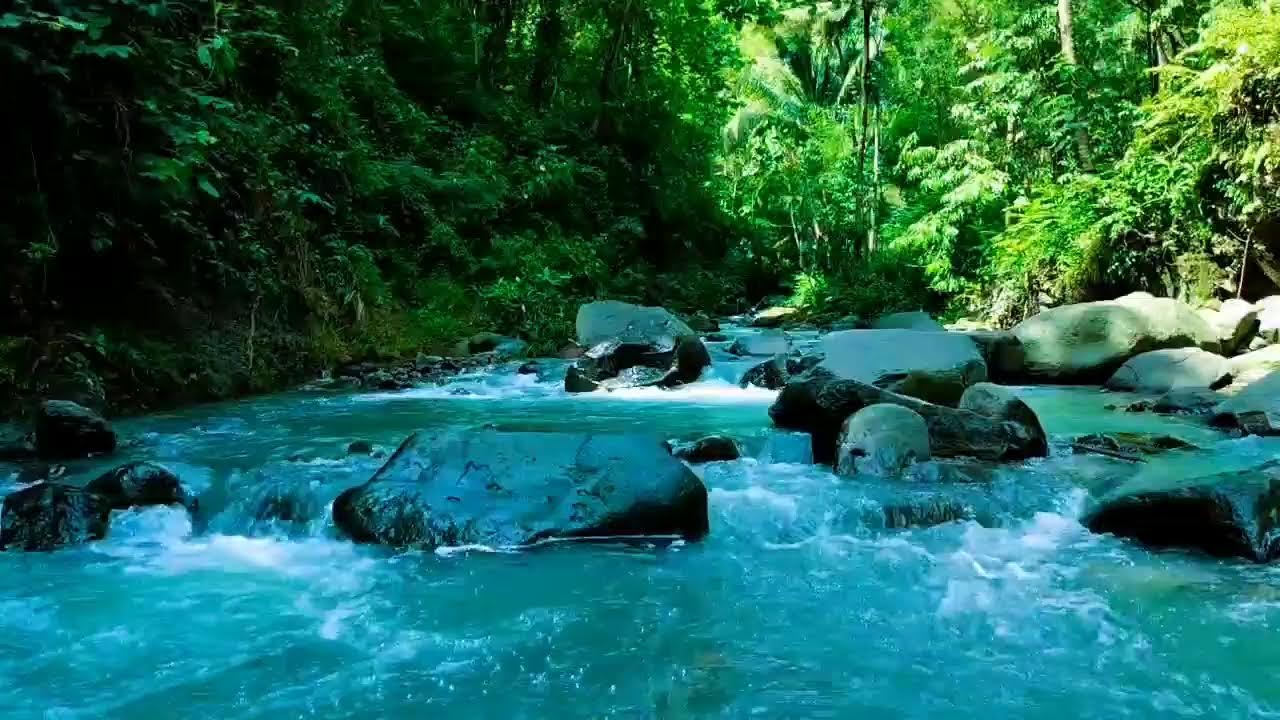 stream water , healing waterfall meditation , let the sound of rushing ...