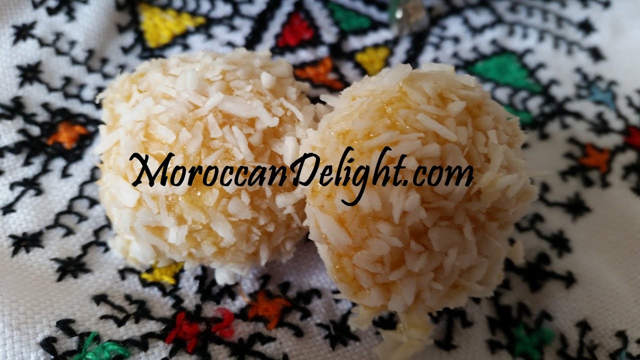 Moroccan coconut cookie balls - حلوة ريشبوند بالمايزينة مذاق رائع و ...