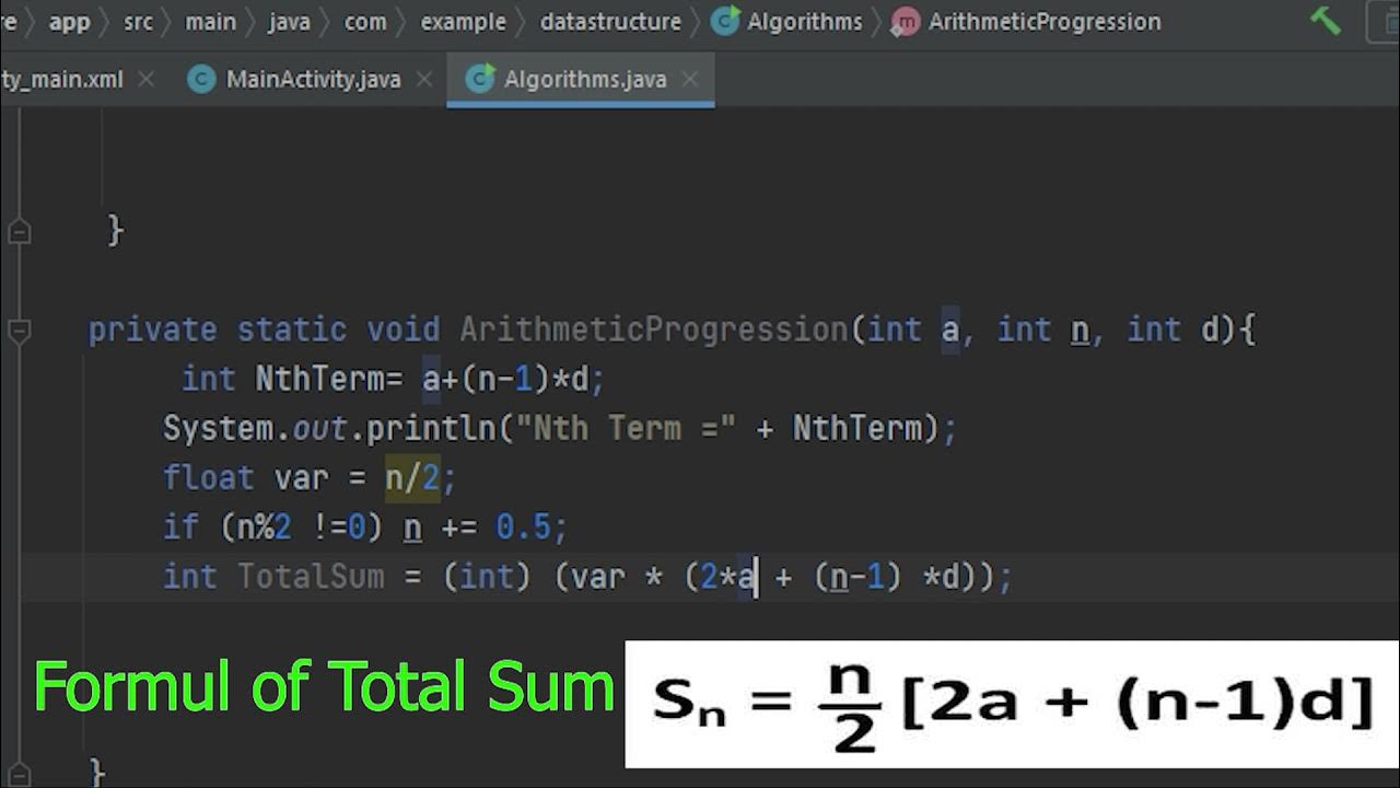 Arithmetic Progression(A.P) in Data Structure in JAVA . BY CODECTRON ...