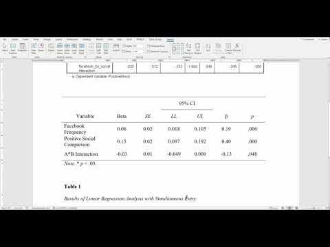 APA Style Table in Word: Regression Analysis Table with a Decked Header ...