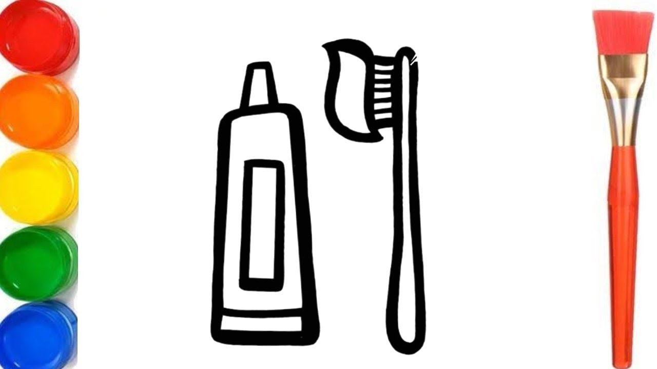 Let's Draw and Colour Toothpaste and Toothbrush Easy Step by Step ...
