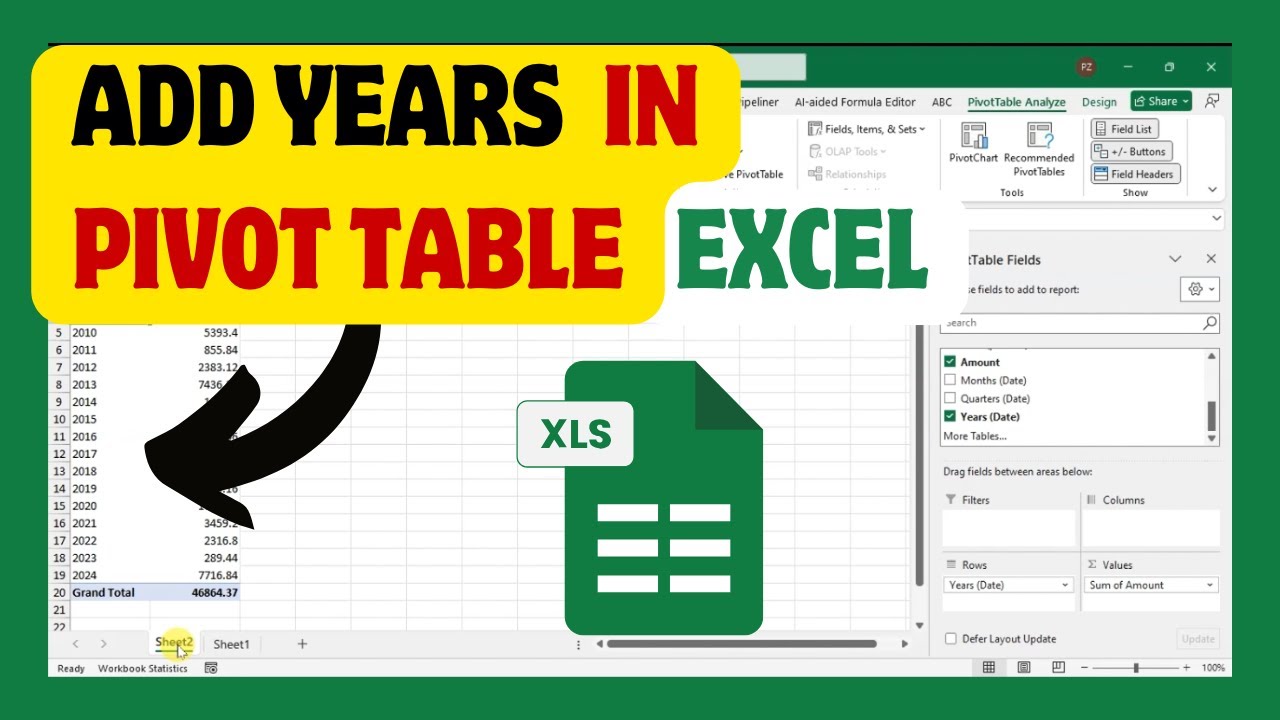 How To Add Years In Pivot Table - YouTube