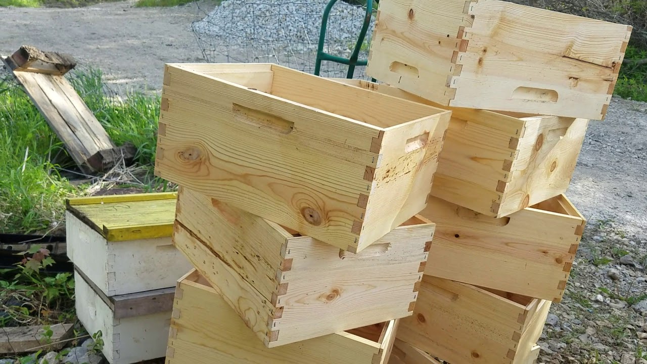 Wax dipping hive boxes (part 2) - YouTube
