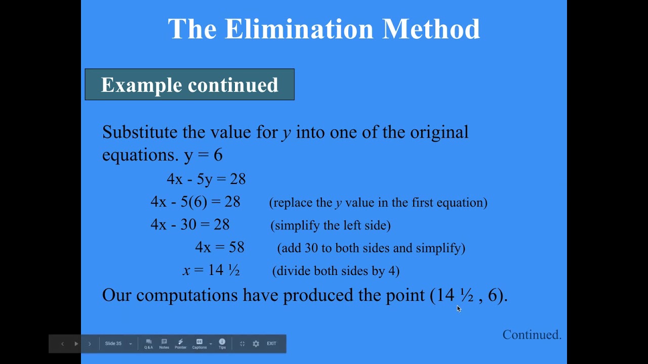 Elimination Method Systems Of Equations Youtube
