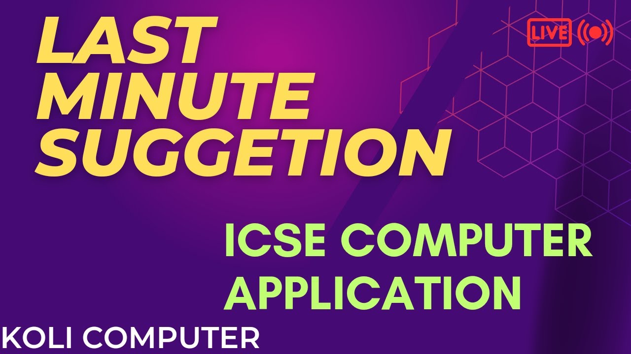 Last Minute Suggestion | ICSE - YouTube