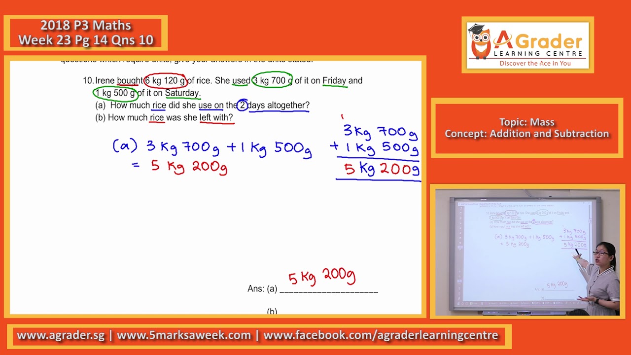 2018 - P3 Maths - Week 23 - Mass (Addition and Subtraction) - YouTube