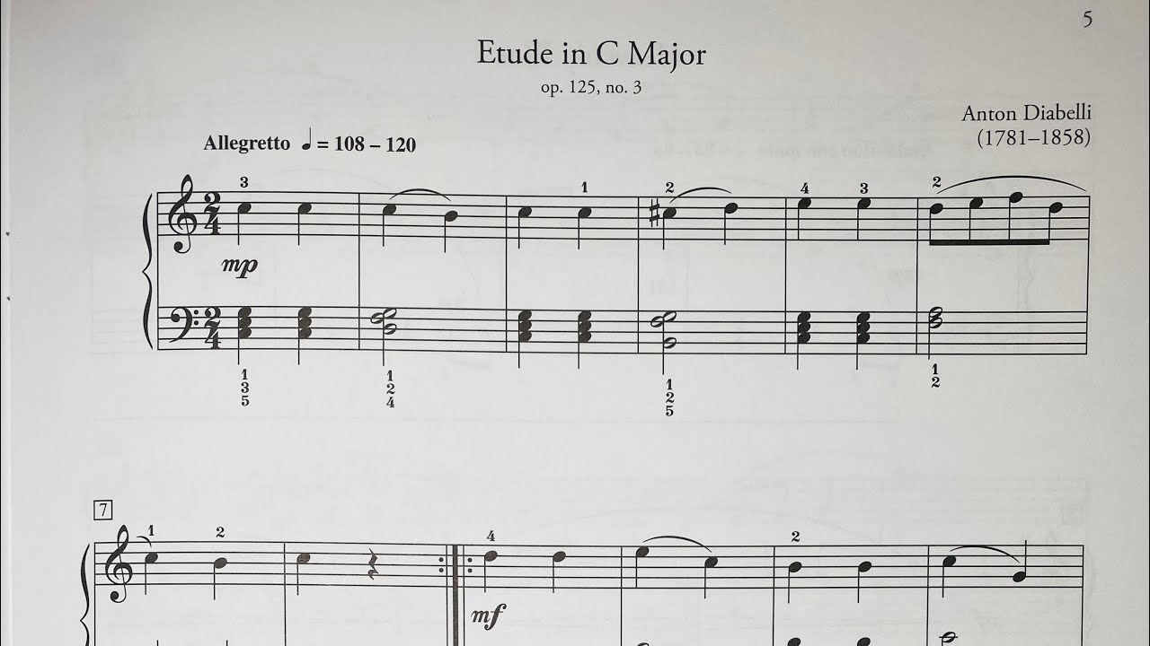 Etude in C Major (by Anton Diabelli) - RCM Level 1 Etudes - YouTube