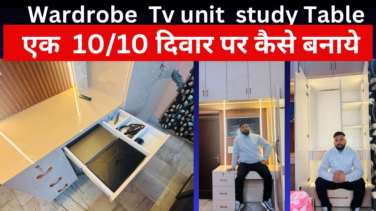 SPACE SAVING Study Table and TVUnit Designs for Your Wardrobe! - YouTube