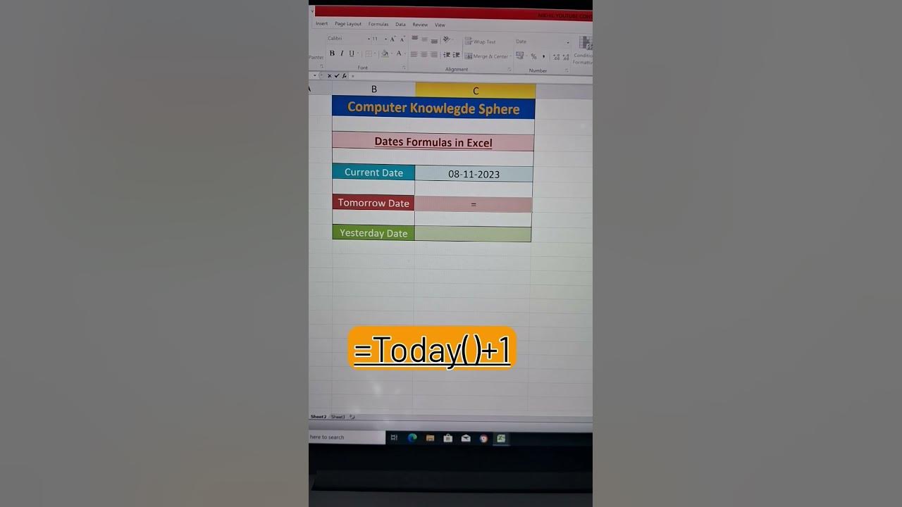 Excel Ma Current Tomorrow And Yesterday Date Kasa Add Kare 🧑💻 Shorts Excelformulas Date