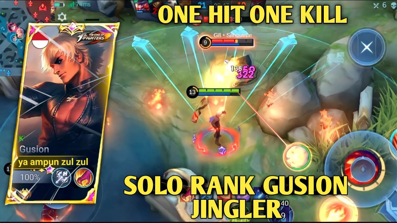 GUSION COMBO ONE HIT ONE KILL, SOLO RANK GUSION JUNGLER, GAMEPLAY ...