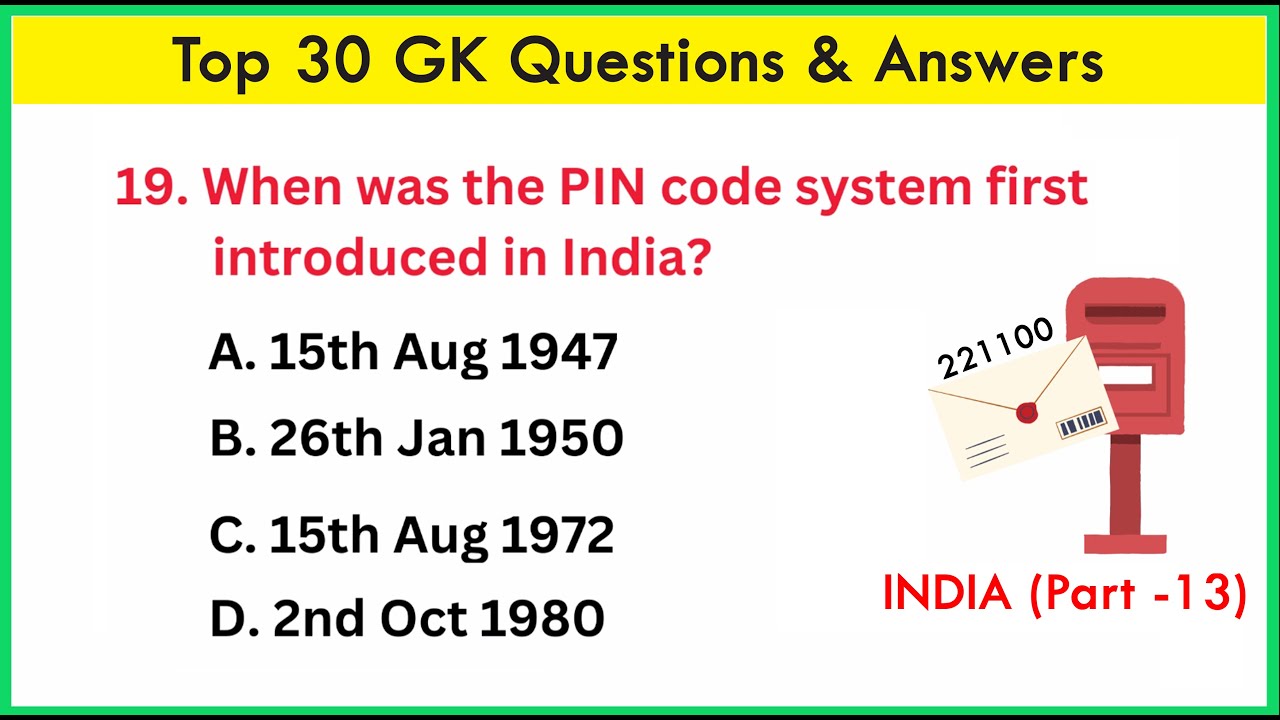 Top 30 INDIA GK question and answer | GK questions & answers | GK - 20 ...