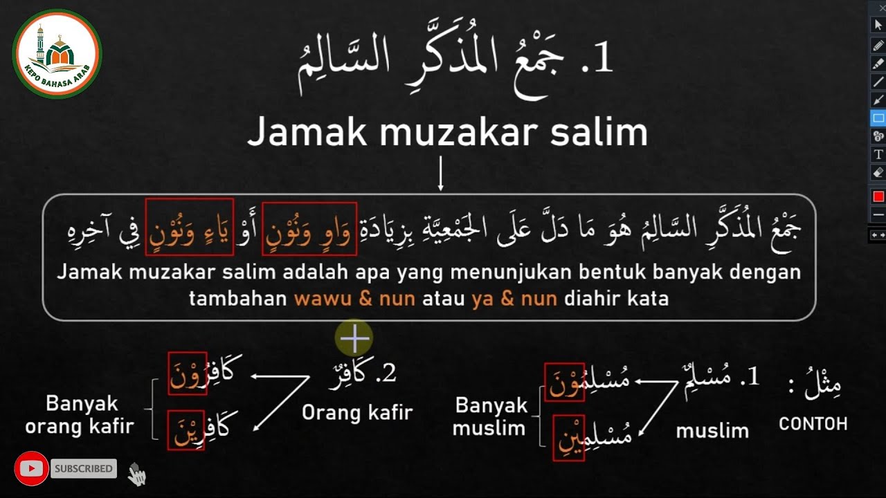 Belajar bahasa arab pemula dari nol part 8 || Jamak muzakar salim ...
