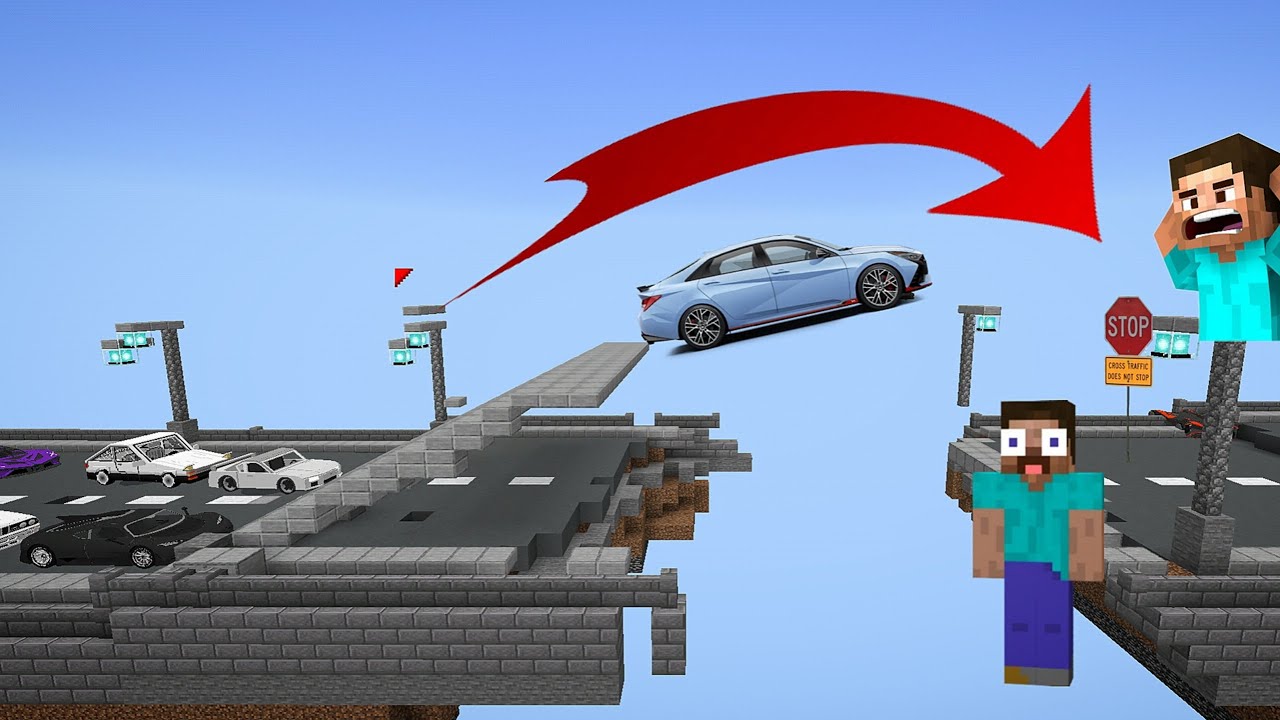 🤯 MINECRAFT CAR RACING WHO CAN JUMP THE BIGGEST INTO MINECRAFT ...
