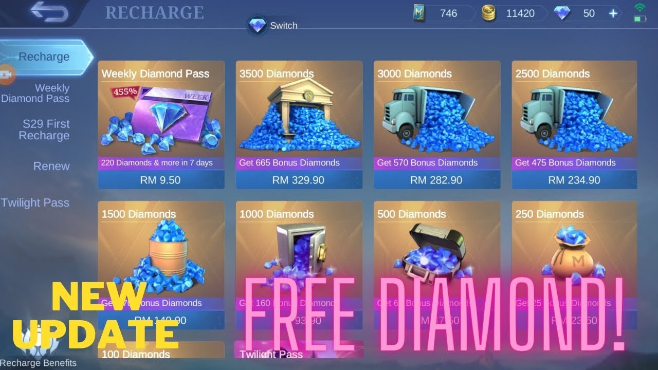 MLBB. New update! free diamond! 新更新。可以拿免费钻石！ - YouTube