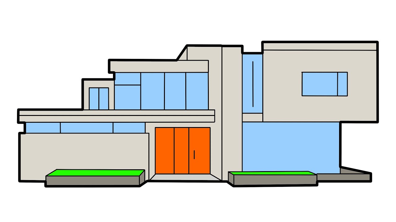 How to Draw a Modern House Step by Step | Easy Architectural Drawing ...