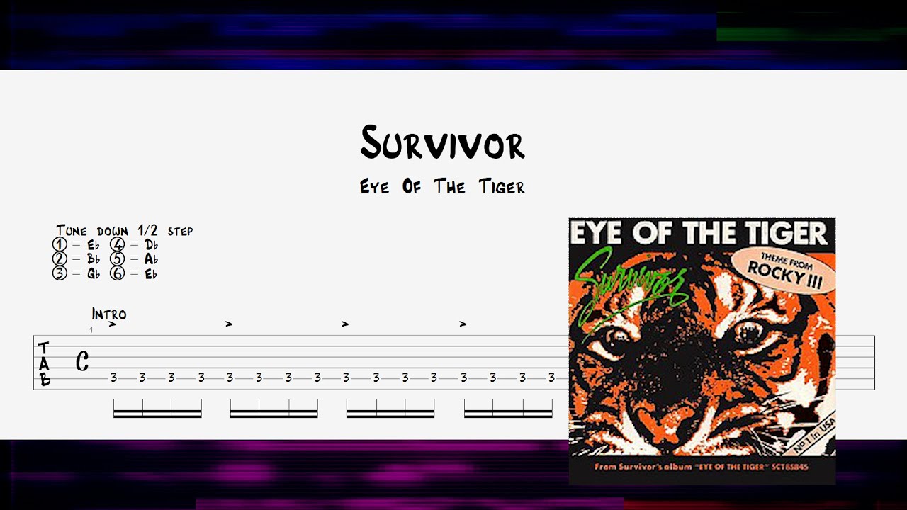 Survivor - Eye Of The Tiger | GUITAR TAB (Eb tuning) - YouTube