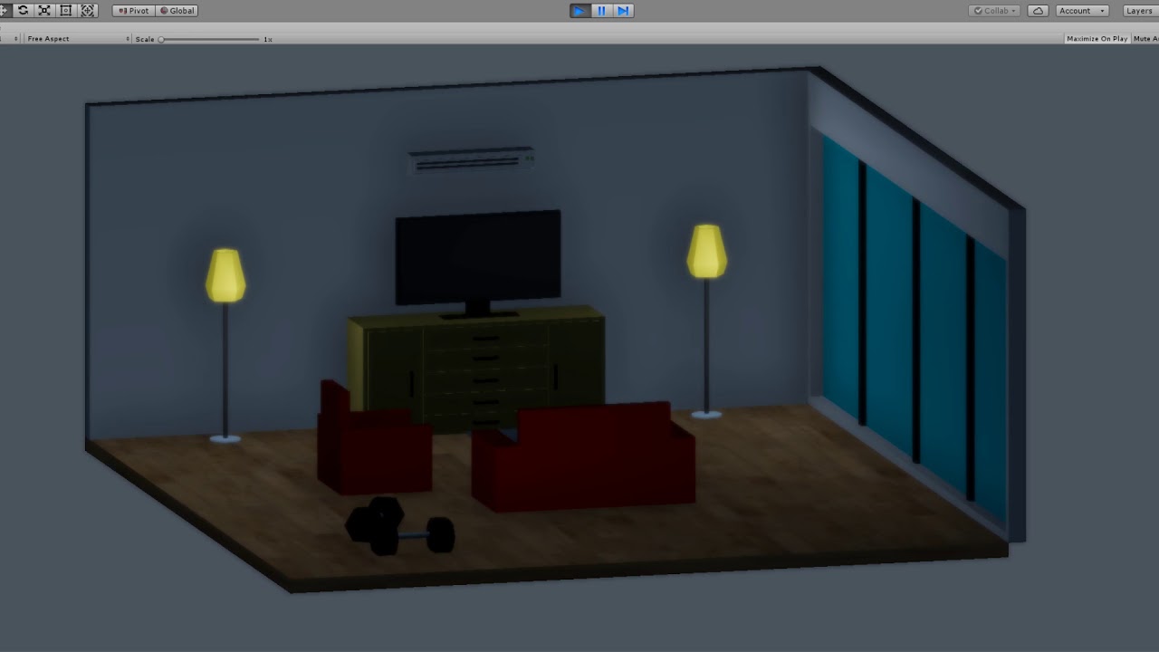 living room - low poly in unity - YouTube