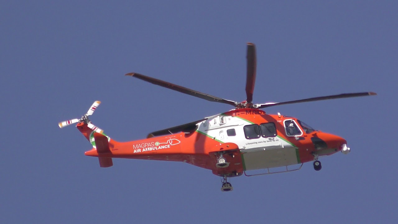 share G MGPS Magpas Air Ambulance Helicopter AW169 seen Cambridge UK ...