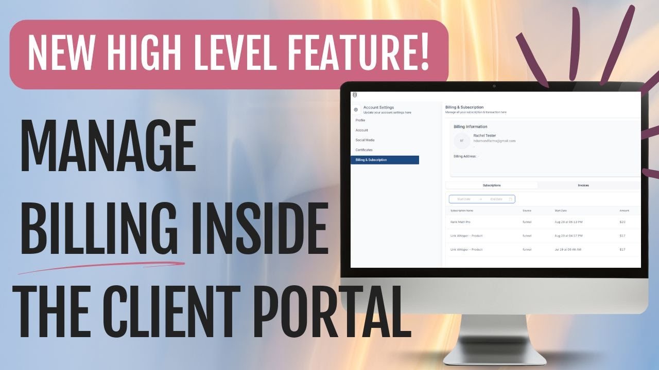 New Feature! Customers Can Manage Their Billing Inside the Client Portal in High Level Subtrio ...