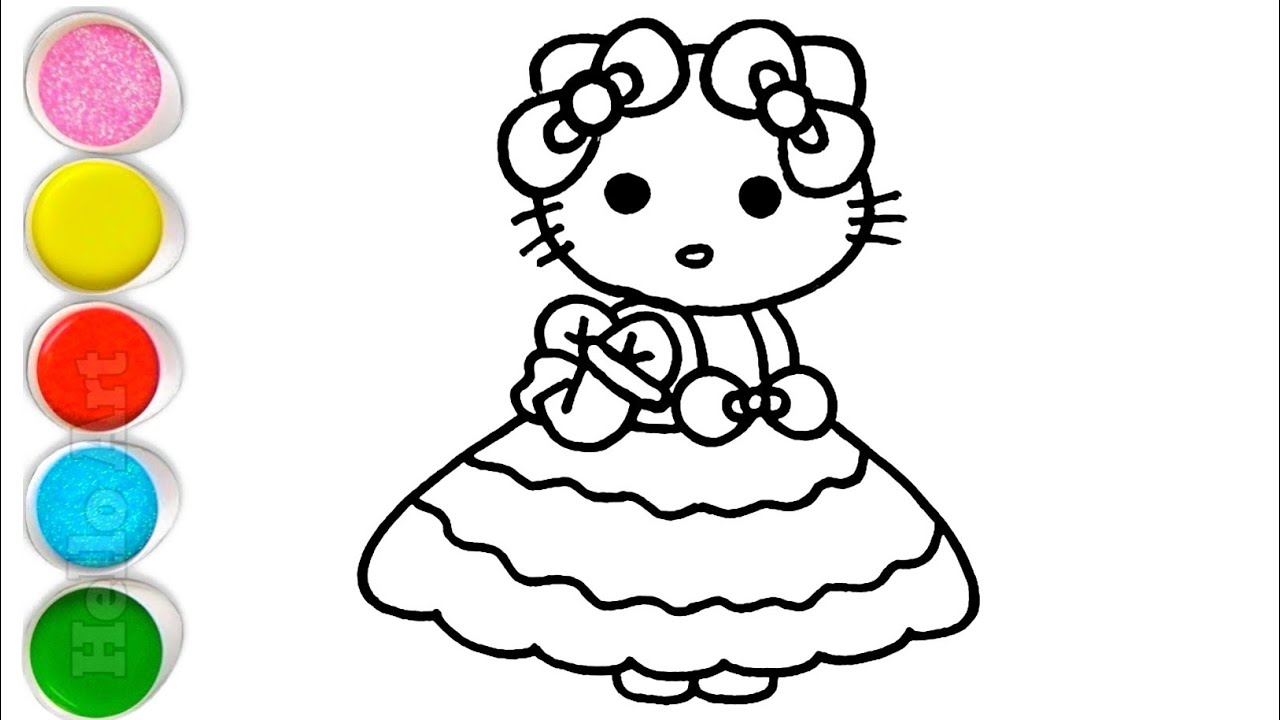Hello Kitty Dress Drawing, Painting and Coloring For Kids, Toddlers ...