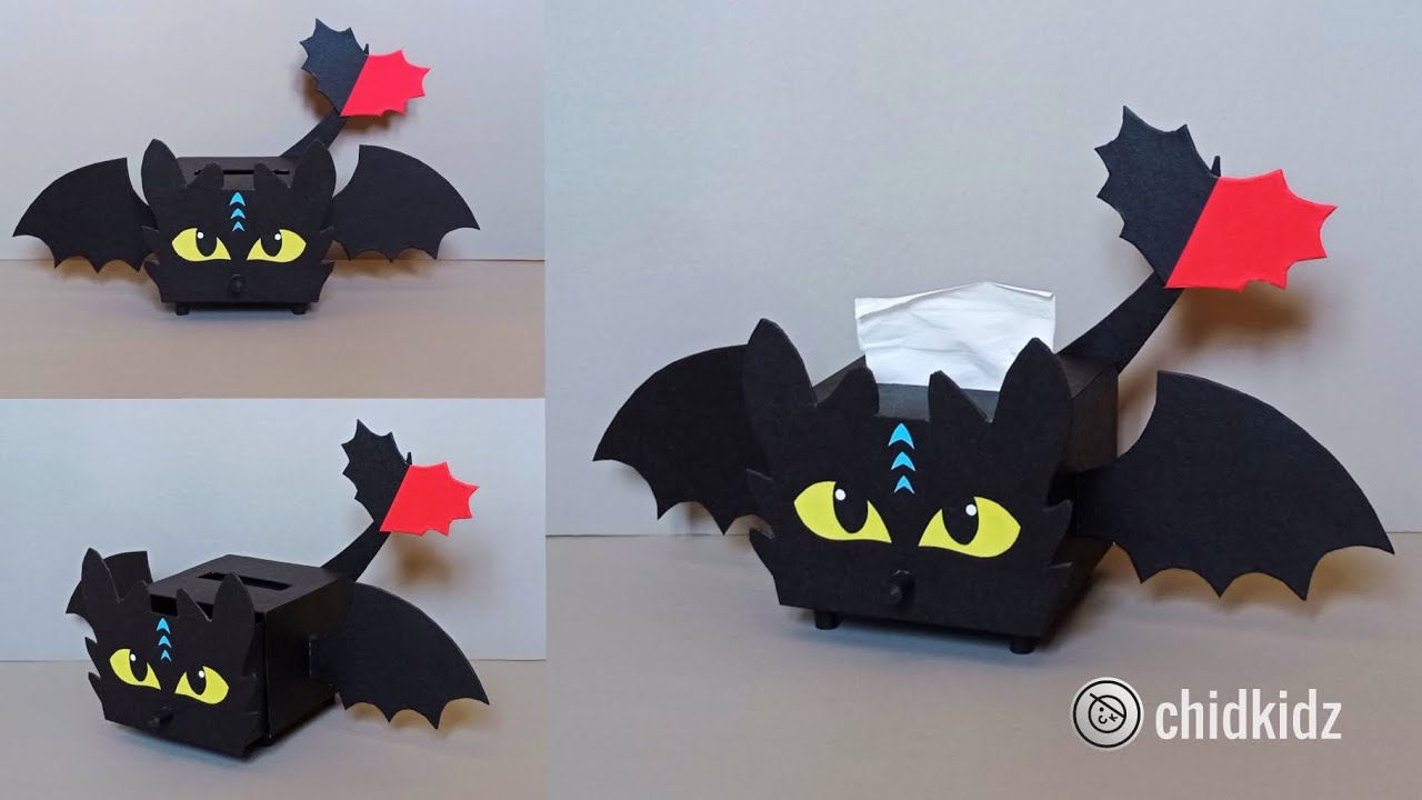 Night Fury Toothless Dragon Tissue Box Cardboard DIY [ 5 Minute Craft ] - YouTube