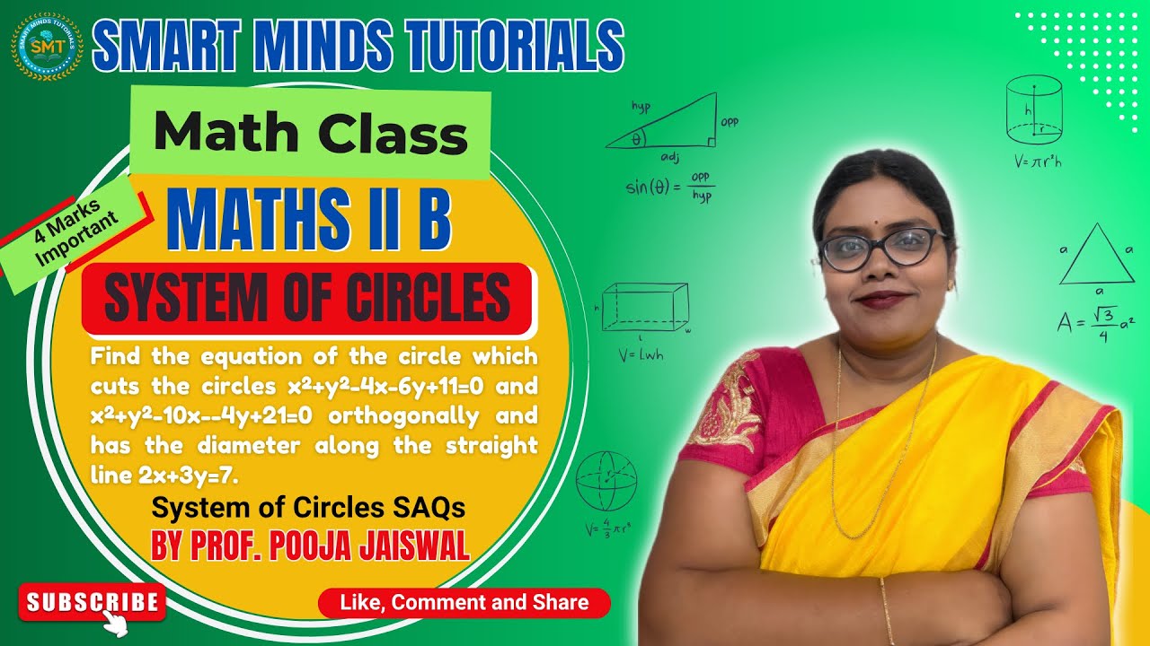 Maths 2B | System of Circles SAQs | Orthogonal Circles with Diameter |4 ...