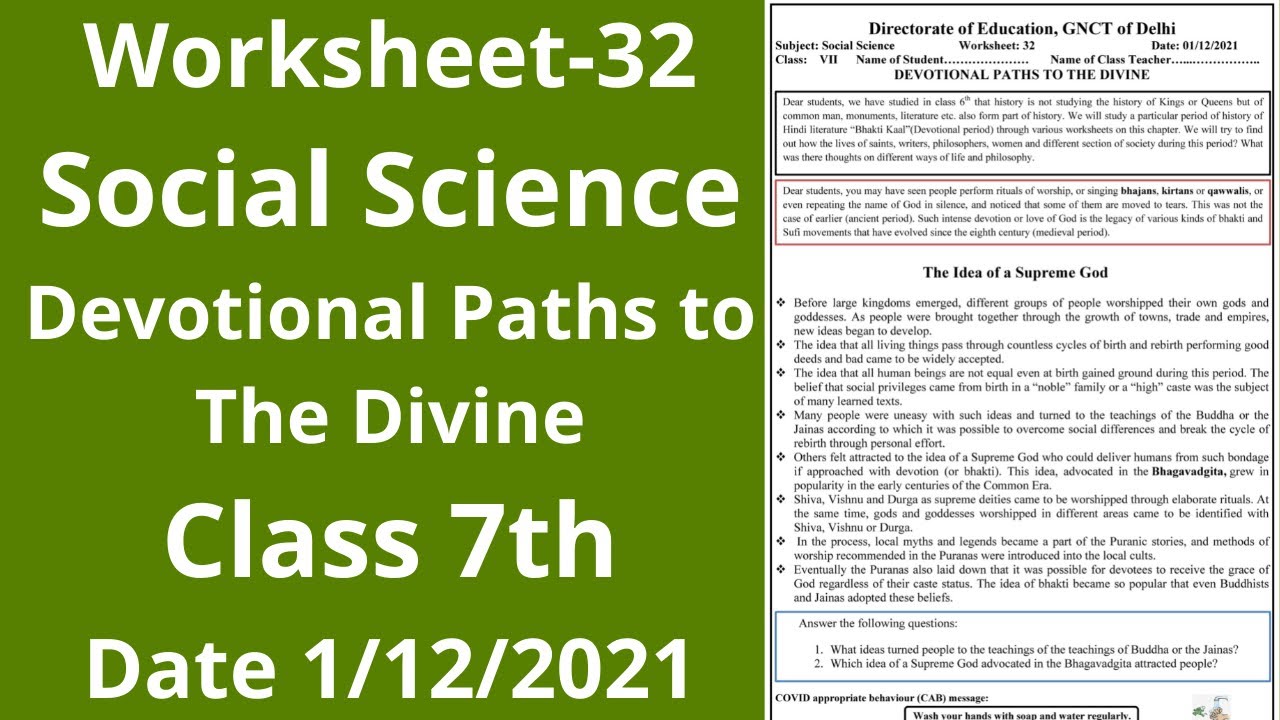 Worksheet 32 sst class 7 English Medium (1/12/21) /worksheet sst class ...