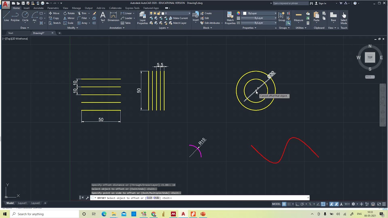 Offset(O) Command in AutoCAD - Parallel lines, Curves, and Concentric ...