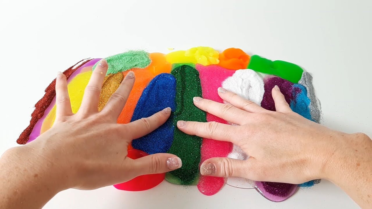 Learn Colors With Slime Ooze Rainbow glitter Slime ASMR - YouTube