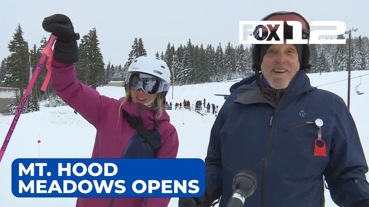 Mt. Hood Meadows opens with fresh powder, happy reunions - YouTube