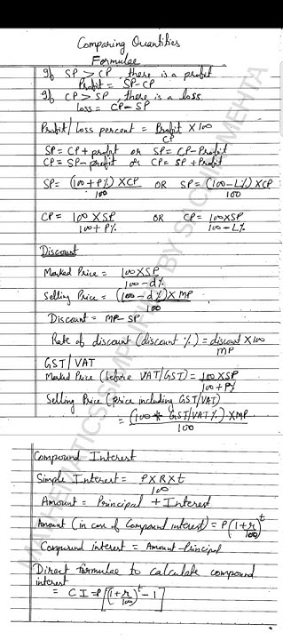 Comparing quantities formulas CLASS 7 CLASS 8 CBSE - YouTube