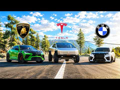 Tesla Cybertruck vs Lamborghini Urus vs BMW X6 | 100 Speed Bumps, 100 MPH & Extreme Tests!