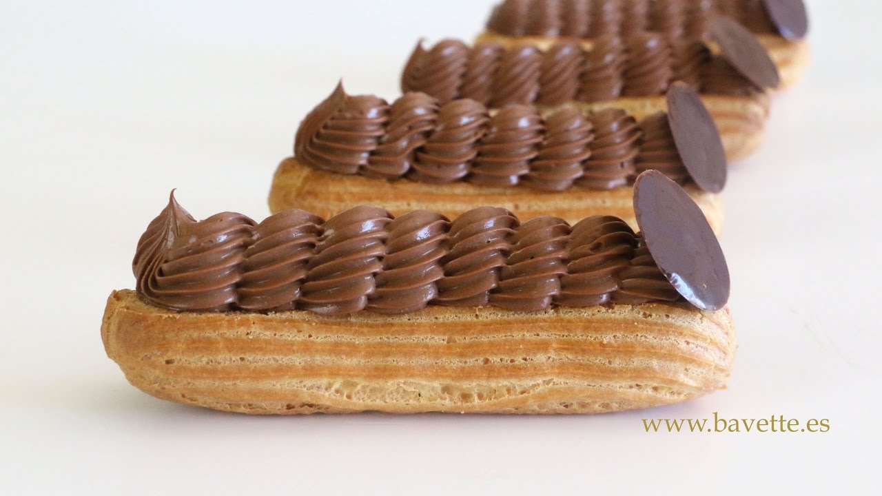 Éclairs con ganache de caramelo, y crema de chocolate - YouTube